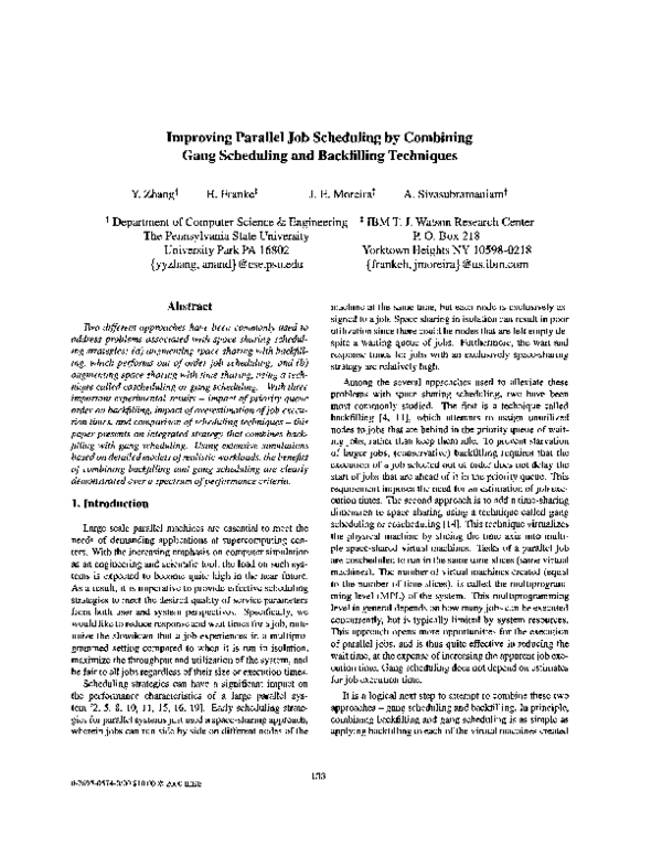 (PDF) Improving parallel job scheduling by combining gang scheduling and backfilling techniques