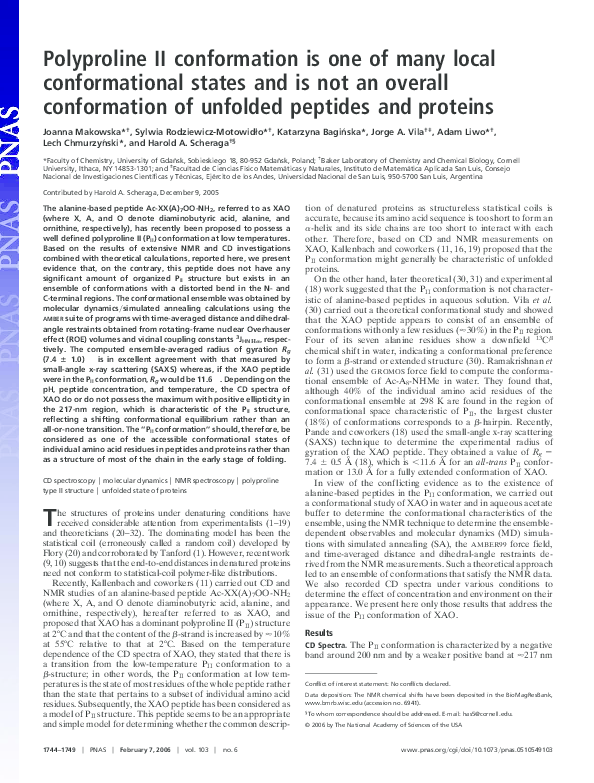 (PDF) Polyproline II conformation is one of many local conformational ...