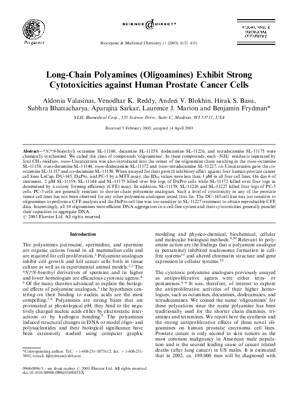 (PDF) Long-chain polyamines (oligoamines) exhibit strong cytotoxicities ...