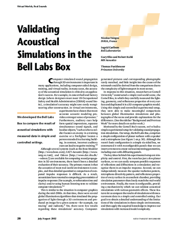 (PDF) Validating acoustical simulations in the Bell Labs Box