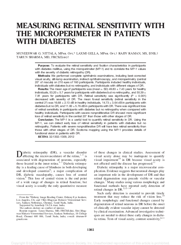 (PDF) Measuring retinal sensitivity with the microperimeter in patients ...