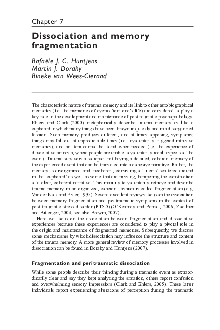 (PDF) Dissociation and memory fragmentation