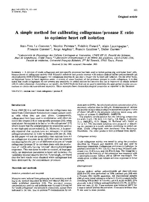 (PDF) A simple method for calibrating collagenase/pronase E ratio to ...