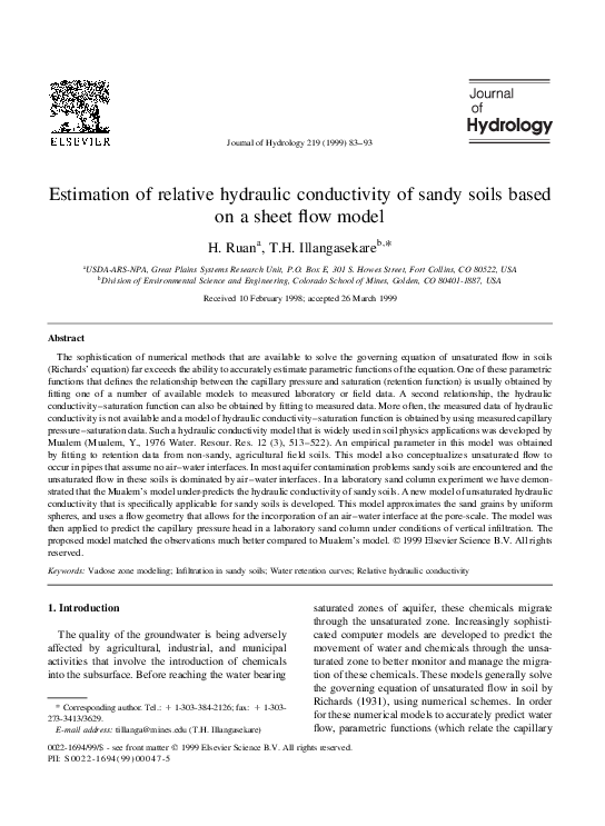 (PDF) Estimation of relative hydraulic conductivity of sandy soils ...