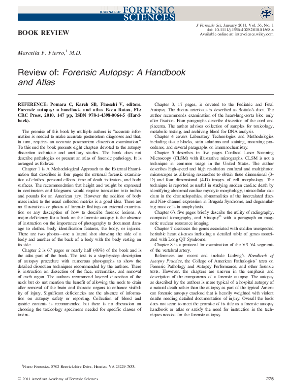 (PDF) Review of: Forensic Autopsy: A Handbook and Atlas