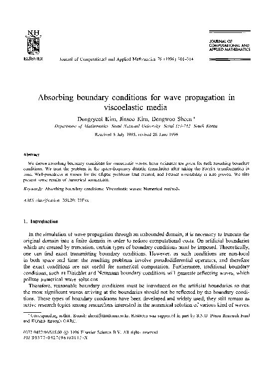 Pdf Absorbing Boundary Conditions For Wave Propagation In