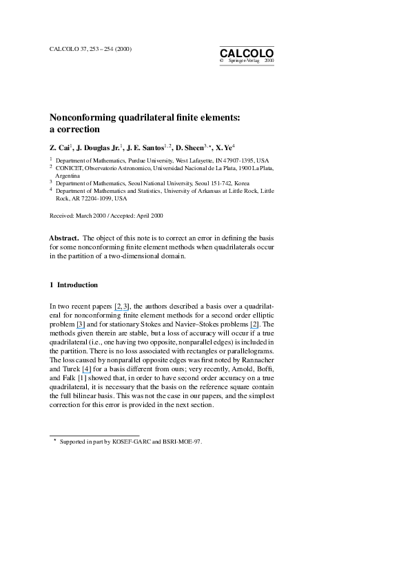 (PDF) Nonconforming quadrilateral finite elements:¶a correction