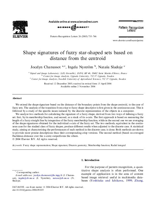 (PDF) Shape signatures of fuzzy star-shaped sets based on distance from ...