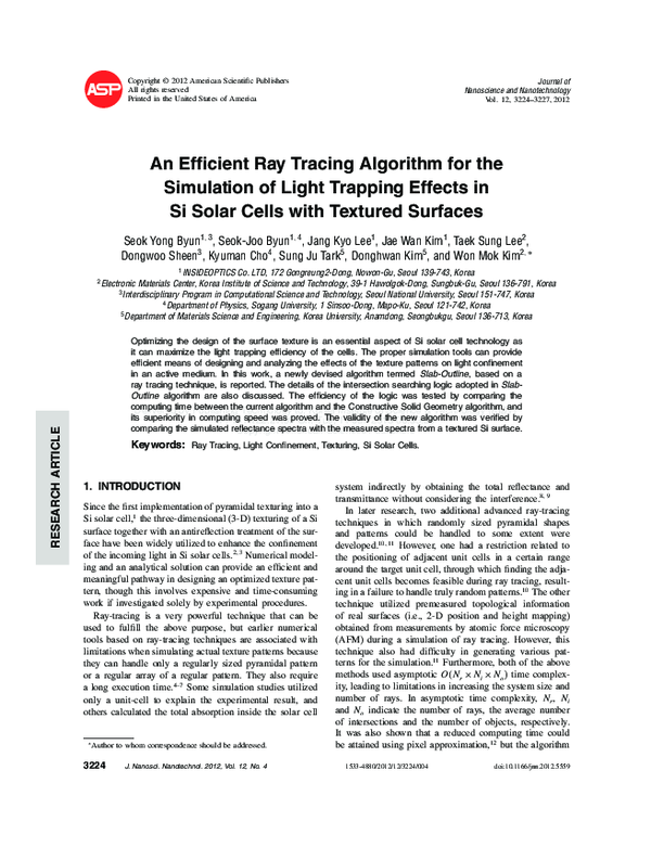 (PDF) An Efficient Ray Tracing Algorithm for the Simulation of Light Trapping Effects in Si ...