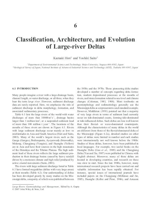 (PDF) Classification, Architecture, and Evolution of Large-river Deltas