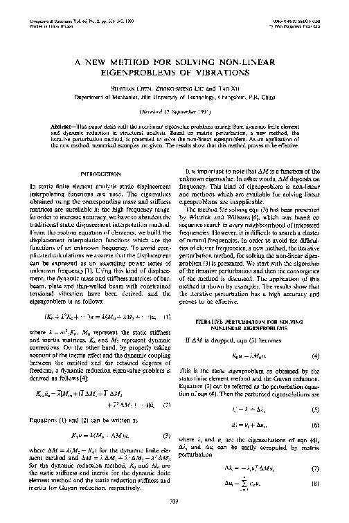 (PDF) A new method for solving non-linear eigenproblems of vibrations