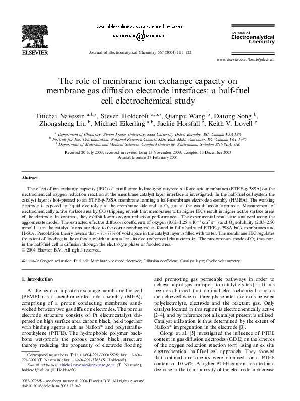 (PDF) The role of membrane ion exchange capacity on membrane|gas ...