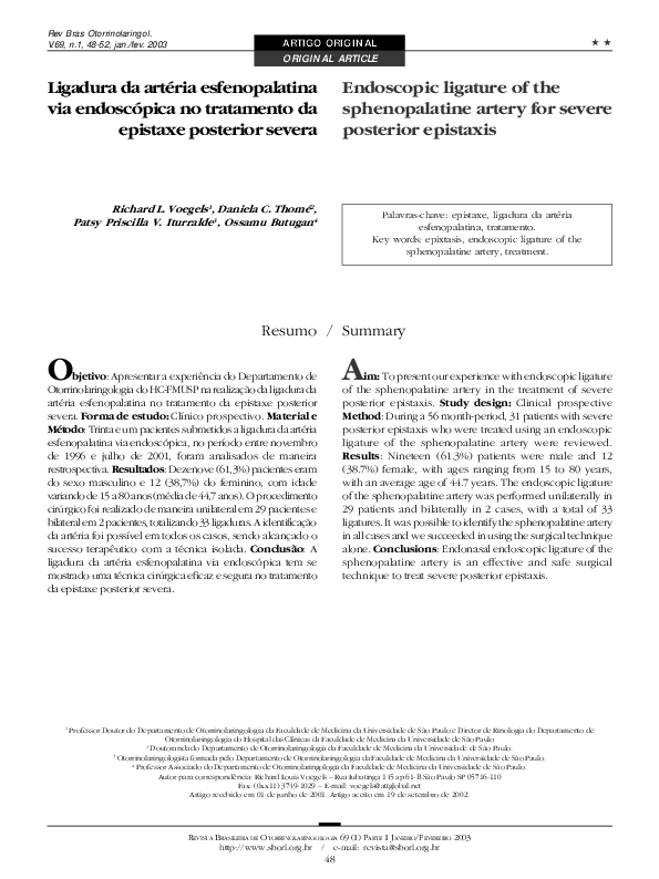 (PDF) Endoscopic ligature of the sphenopalatine artery for severe ...