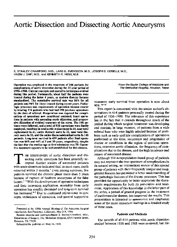 (PDF) Aortic Dissection and Dissecting Aortic Aneurysms | Hazim Safi ...