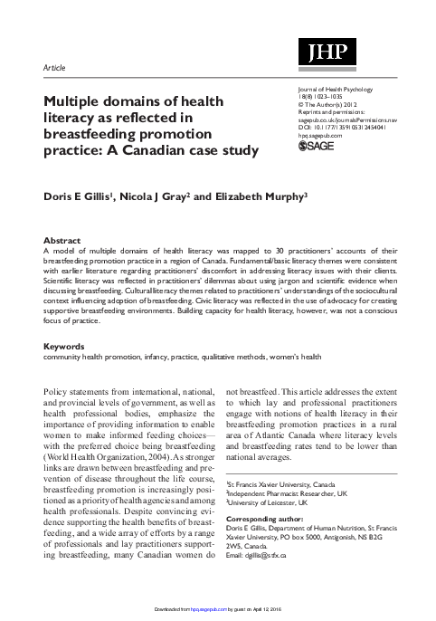 (PDF) Multiple domains of health literacy as reflected in breastfeeding ...