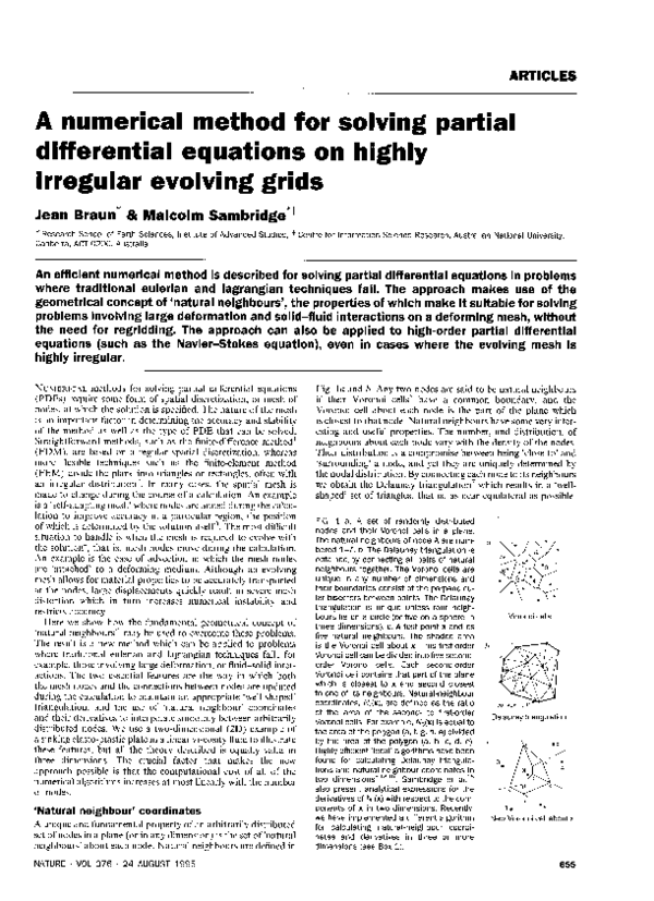 Pdf A Numerical Method For Solving Partial Differential Equations On Highly Irregular Evolving