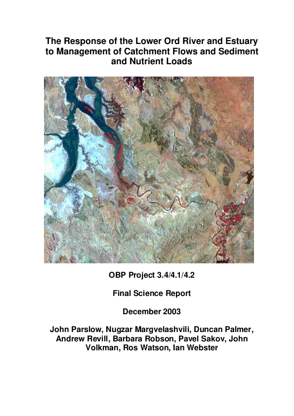 (PDF) The Response of the Lower Ord River and Estuary to Management of Catchment Flows and ...