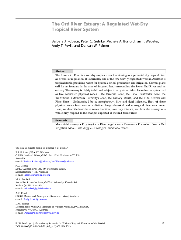 (PDF) The Ord River estuary: a regulated wet-dry tropical river system