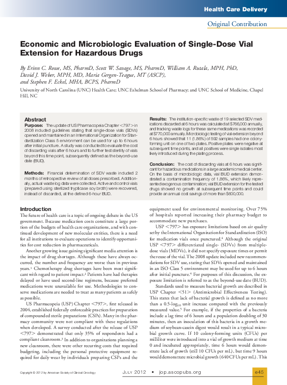 (PDF) Economic and Microbiologic Evaluation of Single-Dose Vial ...