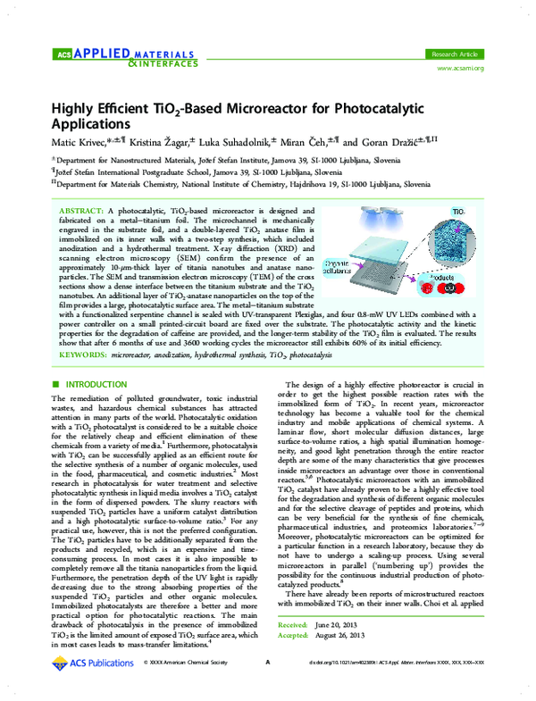 (PDF) Highly Efficient TiO 2 -Based Microreactor for Photocatalytic Applications