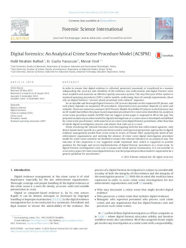 (PDF) Digital forensics: An Analytical Crime Scene Procedure Model (ACSPM