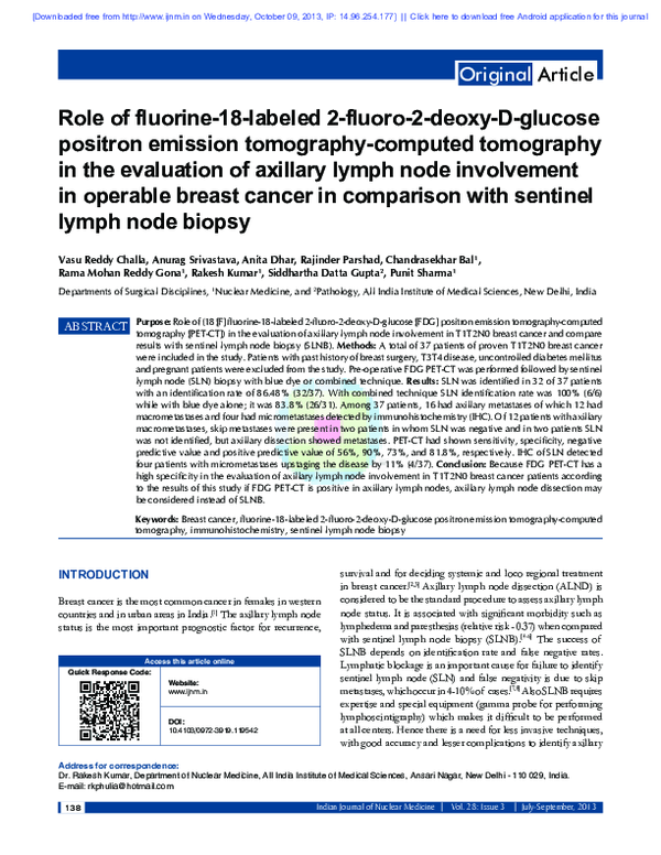 (PDF) Role of fluorine-18-labeled 2-fluoro-2-deoxy-D-glucose positron emission tomography ...