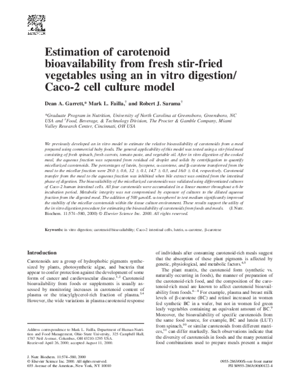 (PDF) Estimation of carotenoid bioavailability from fresh stir-fried vegetables using an in ...