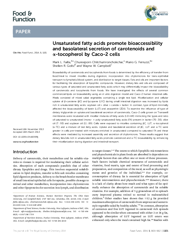 (PDF) Unsaturated fatty acids promote bioaccessibility and basolateral secretion of carotenoids ...