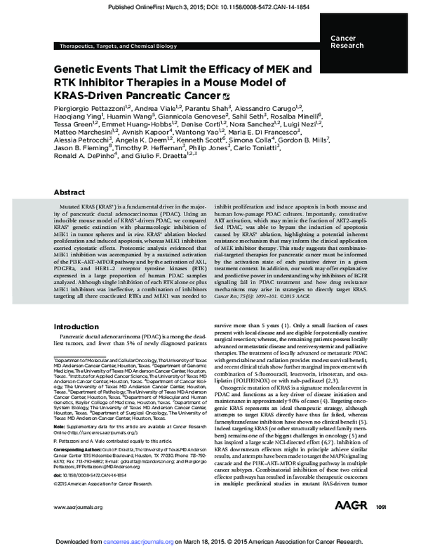 (PDF) Genetic Events That Limit the Efficacy of MEK and RTK Inhibitor ...