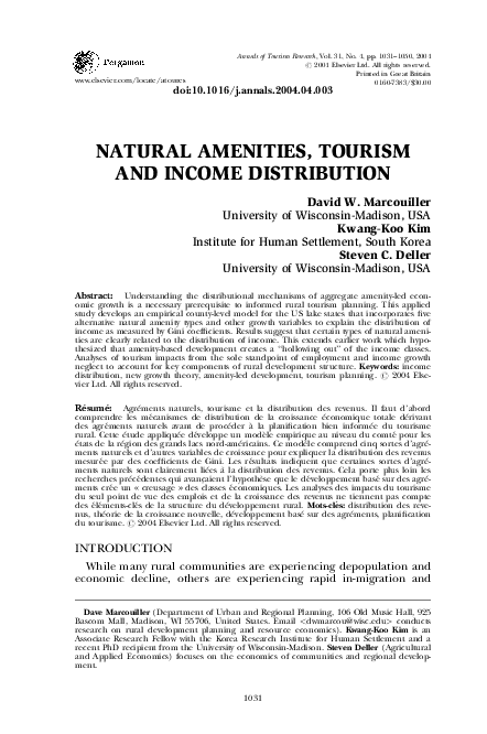 Pdf Natural Amenities Tourism And Income Distribution