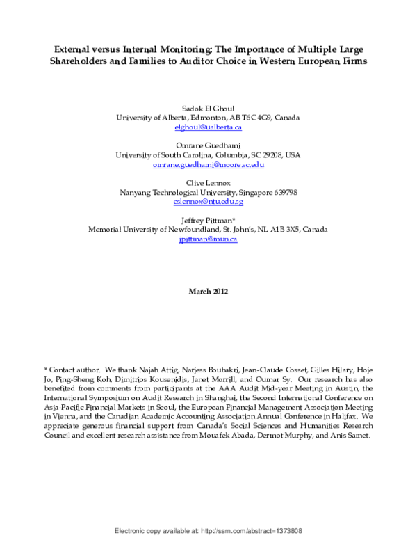 (PDF) External versus Internal Monitoring: The Importance of Multiple ...