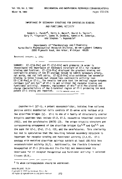 (PDF) Importance of secondary structure for endothelin binding and ...