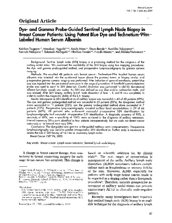(PDF) Sentinel Lymph Node Mapping with Gamma Probe in Carcinoma of ...