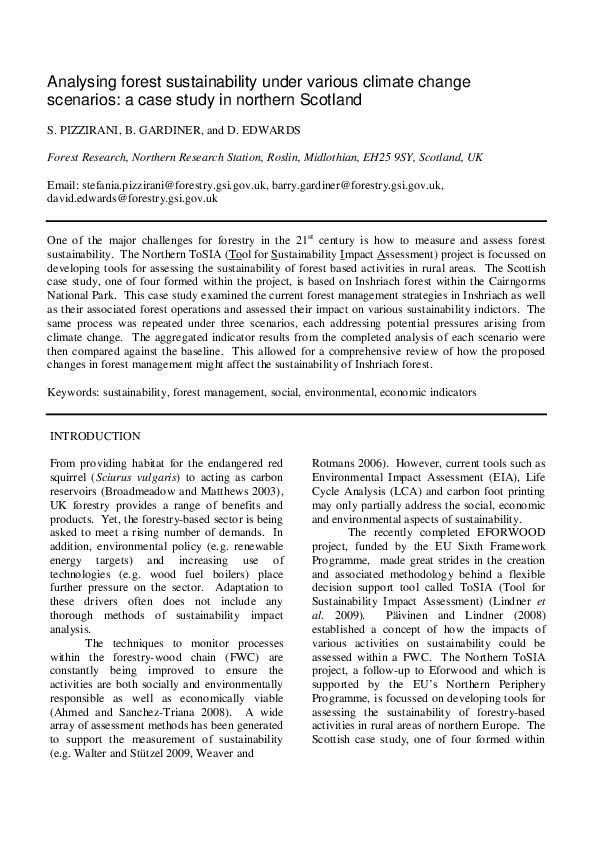 (PDF) Analysing forest sustainability under various climate change ...