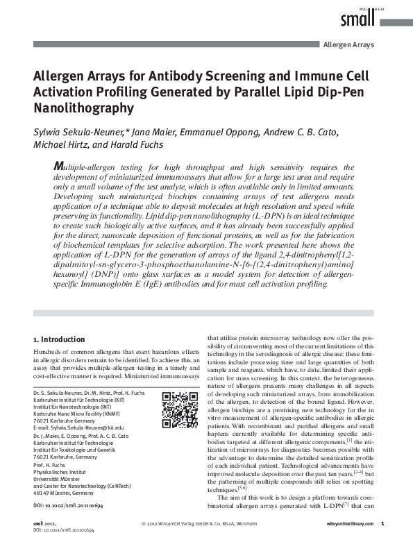 (PDF) Allergen Arrays for Antibody Screening and Immune Cell Activation ...