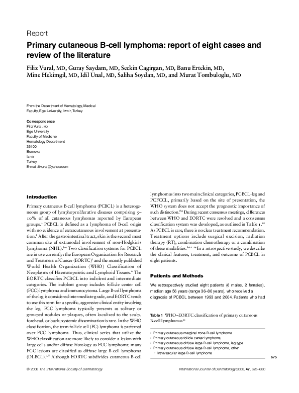 (PDF) Primary cutaneous B-cell lymphoma: report of eight cases and review of the literature