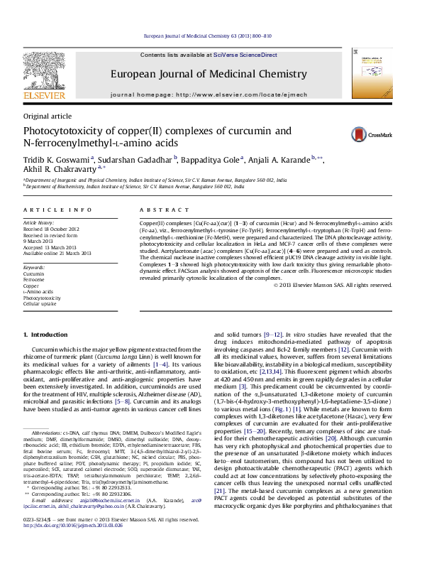 (PDF) Photocytotoxicity of copper(II) complexes of curcumin and N ...