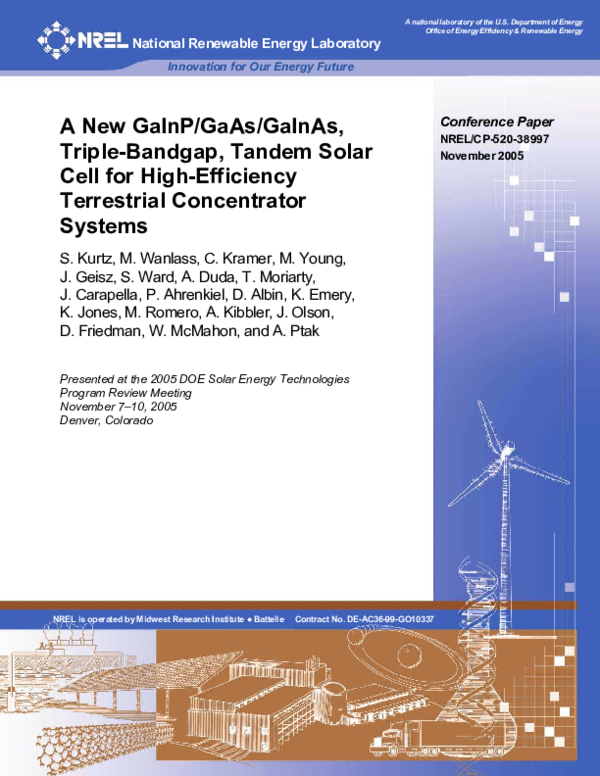 (PDF) New GaInP/GaAs/GaInAs, Triple-Bandgap, Tandem Solar Cell for High ...