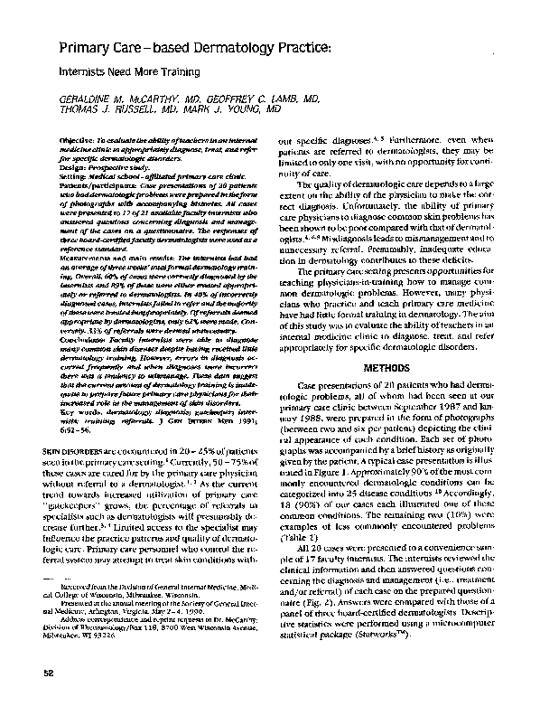 (PDF) Primary care-based dermatology practice
