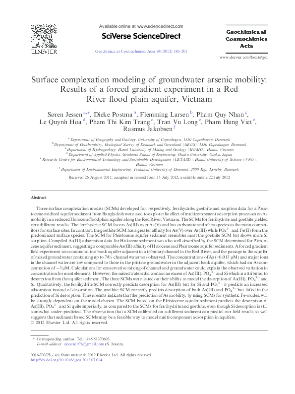 (PDF) Surface complexation modeling of groundwater arsenic mobility ...