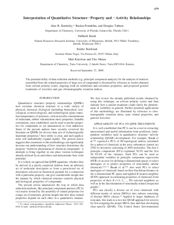 (PDF) Interpretation of Quantitative Structure-Property and -Activity ... (PDF) Interpretation of Quantitative Structure-Property and -Activity ...