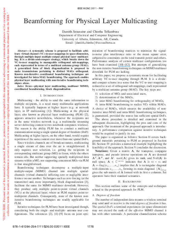 (PDF) Beamforming for physical layer multicasting