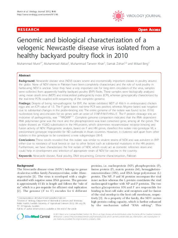 (PDF) 20-NDV Pakistan Complete genome Virology Journal