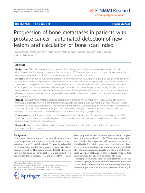 (PDF) Progression of bone metastases in patients with prostate cancer ...