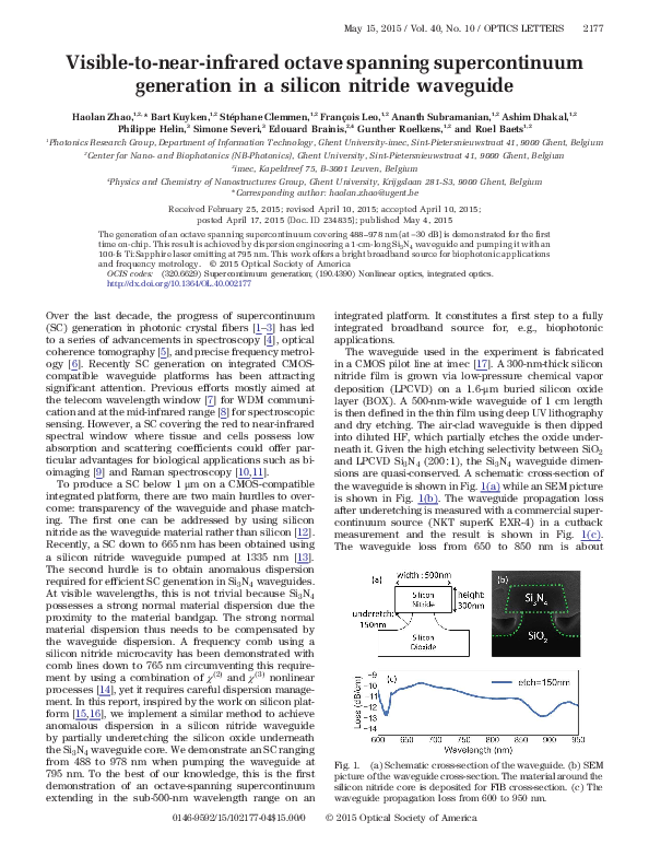 (PDF) Visible-to-near-infrared octave spanning supercontinuum ...