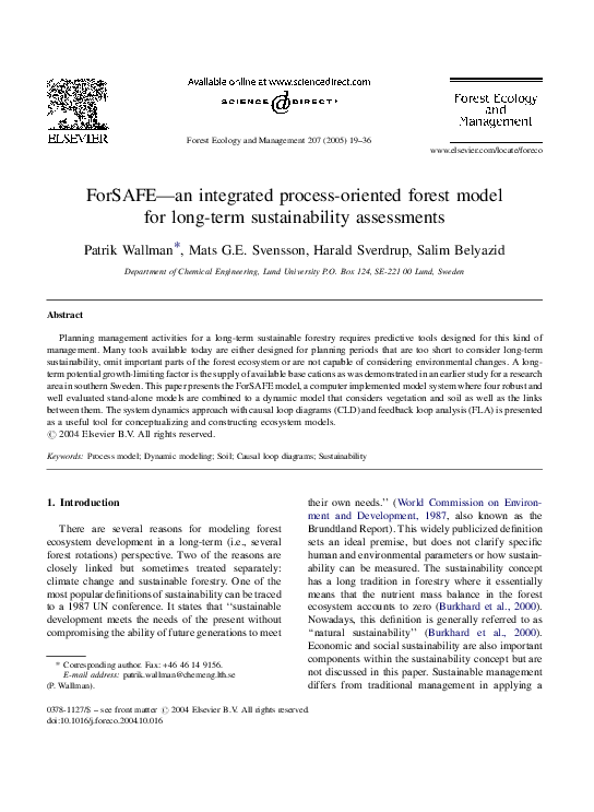 (PDF) ForSAFE—an integrated process-oriented forest model for long-term ...