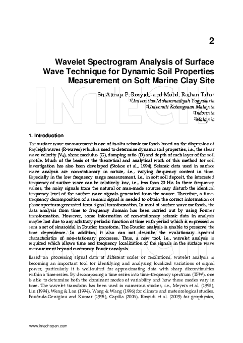 (PDF) Wavelet Spectrogram Analysis of Surface Wave Technique for ...