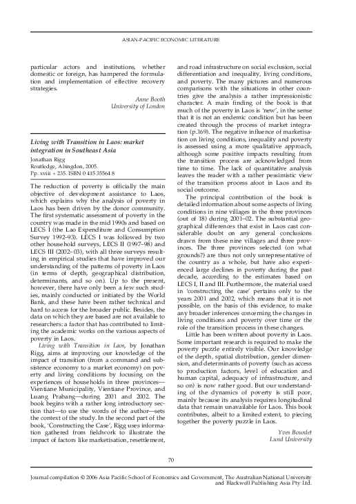 (PDF) Living with Transition in Laos: market integration in Southeast ...
