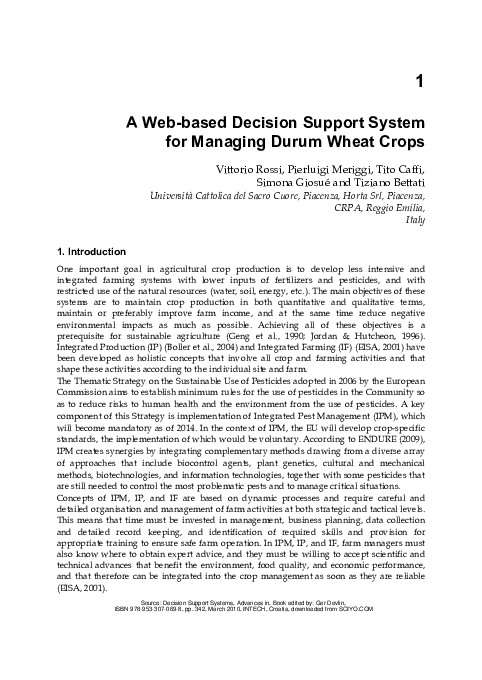 (PDF) A Web-based Decision Support System for Managing Durum Wheat Crops