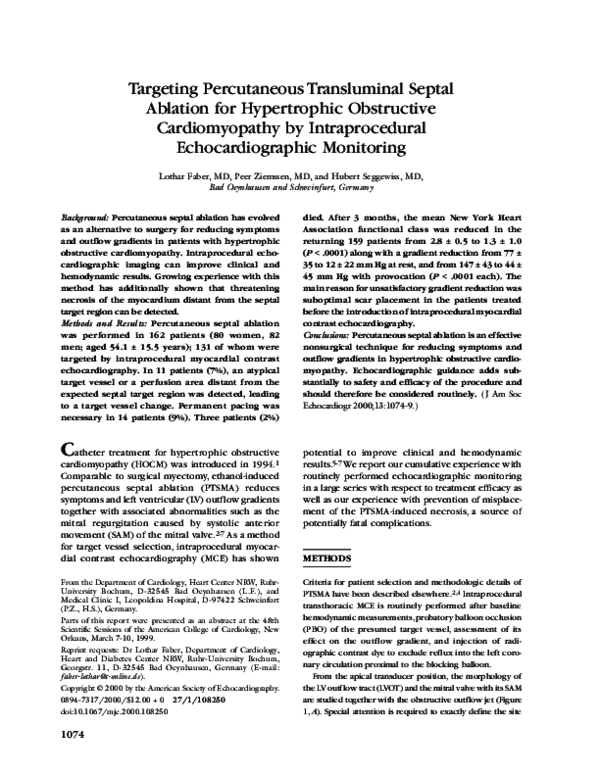 (PDF) Targeting Percutaneous Transluminal Septal Ablation for ...